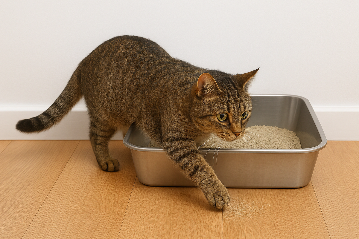 Why Cats Scratch the Floor (or Walls) Around the Litter Box? – Pottycats