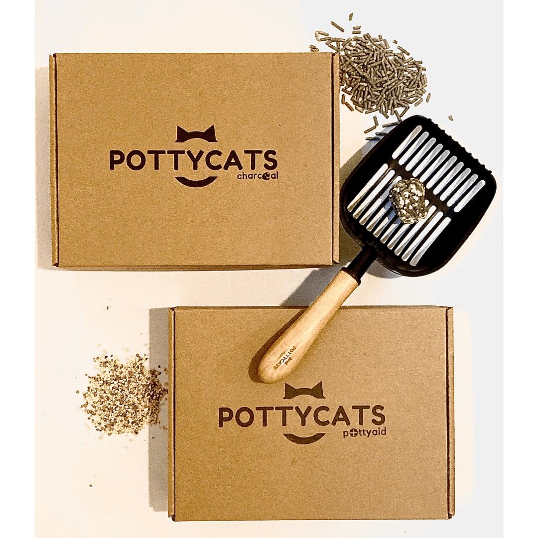 Best Natural Cat Litter | Pottycats Poopy Mix Charcoal and Aid